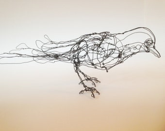 Standing Black Raven-wire Drawing Sculpture Art | Etsy