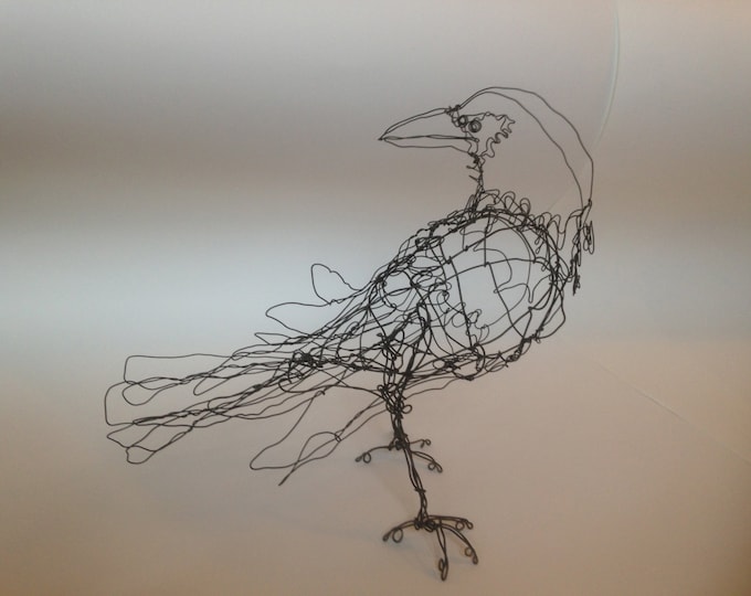 Standing Black Raven-wire Drawing Sculpture Art - Etsy