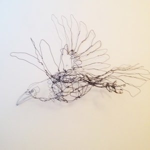 Flying Black Raven-wire Drawing Sculpture Art - Etsy