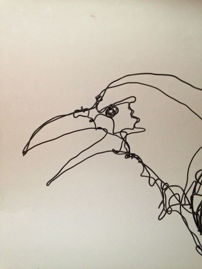 Standing Black Raven-wire Drawing Sculpture Art - Etsy
