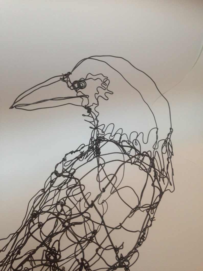 Standing Black Raven-wire Drawing Sculpture Art - Etsy
