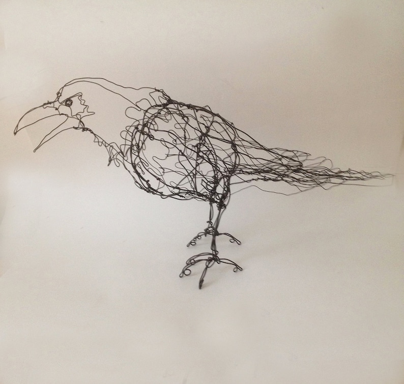 Standing Black Raven-wire Drawing Sculpture Art - Etsy