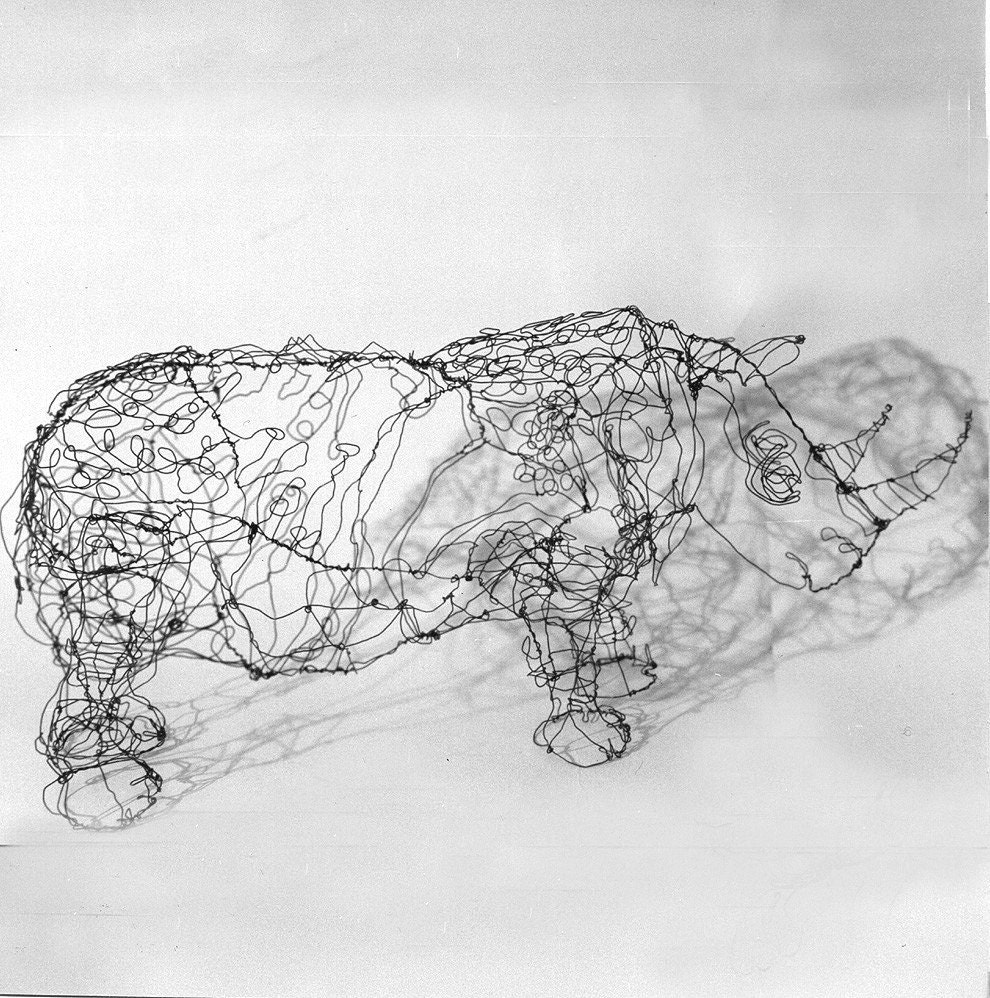 Black Rhinoceros-wire Drawing Sculpture - Etsy
