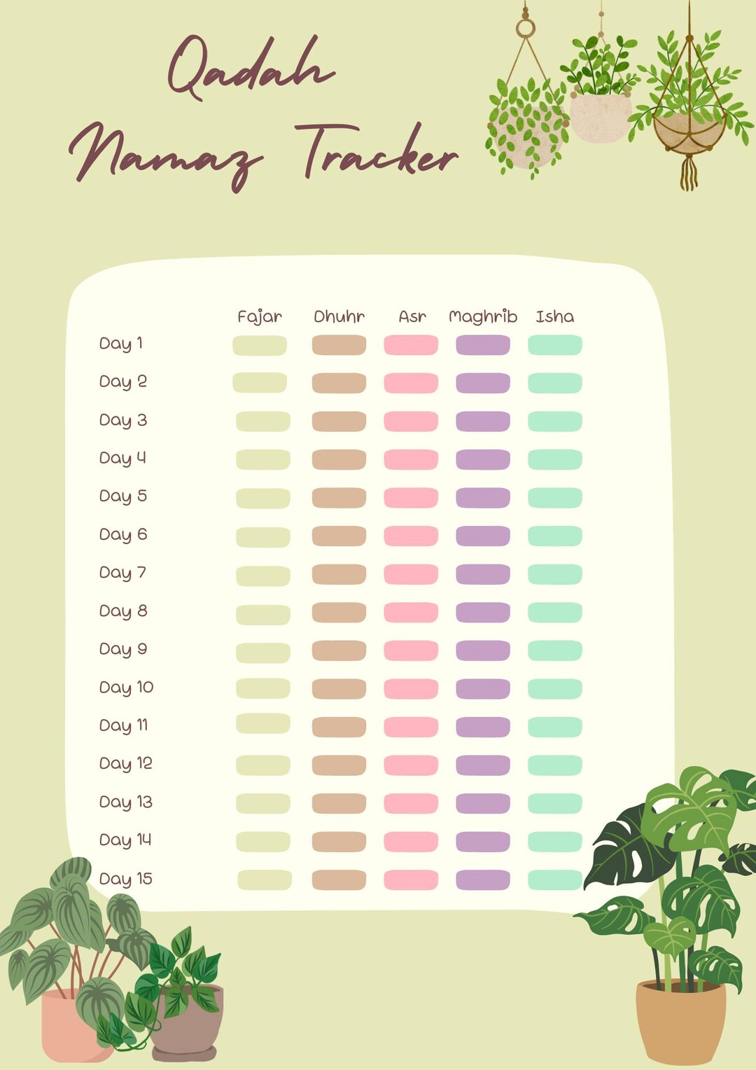 Printable Qadha Salah Tracker, Ramadan Prayer Tracker, Missed Namaz ...