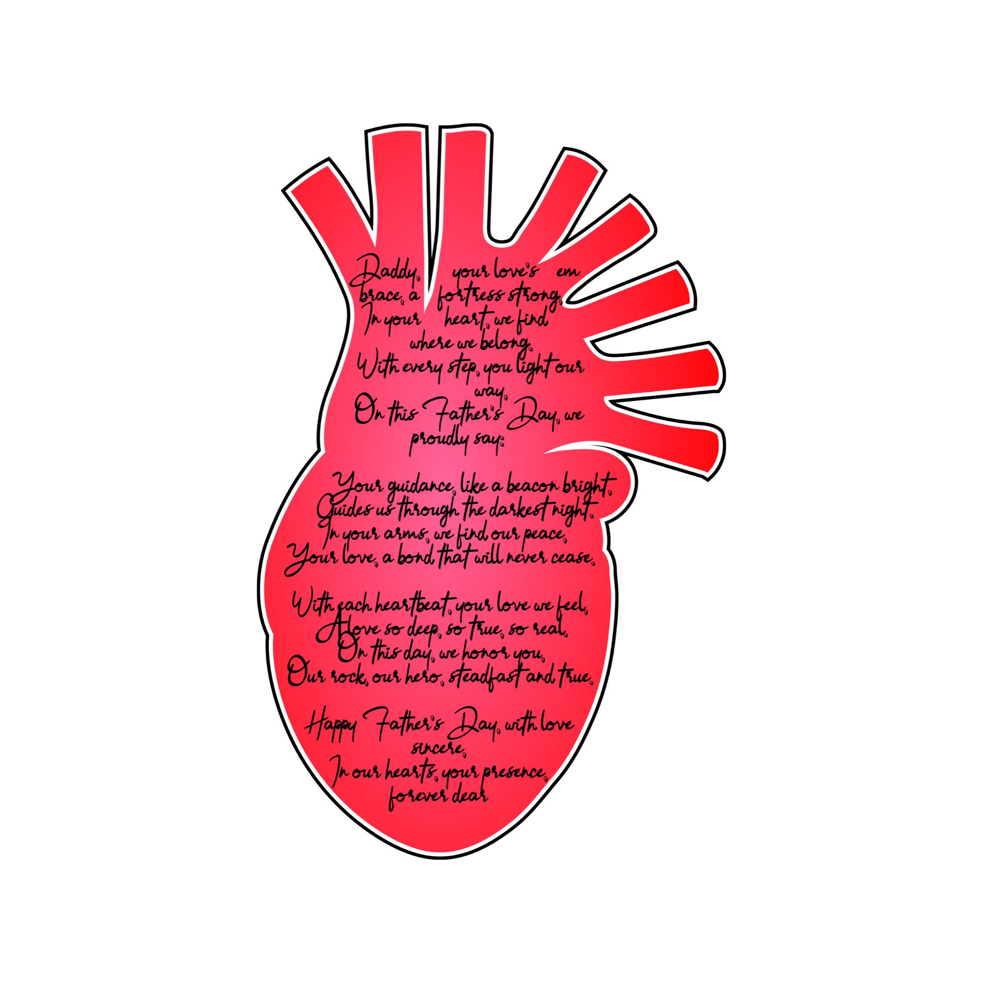 Dad Heart - Shaped Word Art | Typography Heart | Father's Day ...