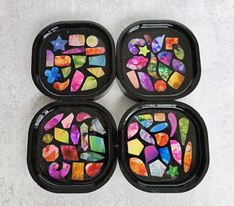 Rounded Square With Colorful Shapes™ COASTER Set of 4 - Handmade by ...