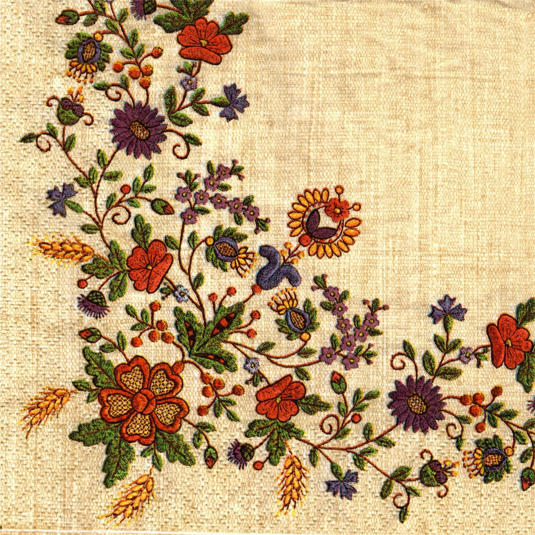 2 (two) Paper Lunch Napkins for Decoupage/mixed Media - Kashubian Folk ...