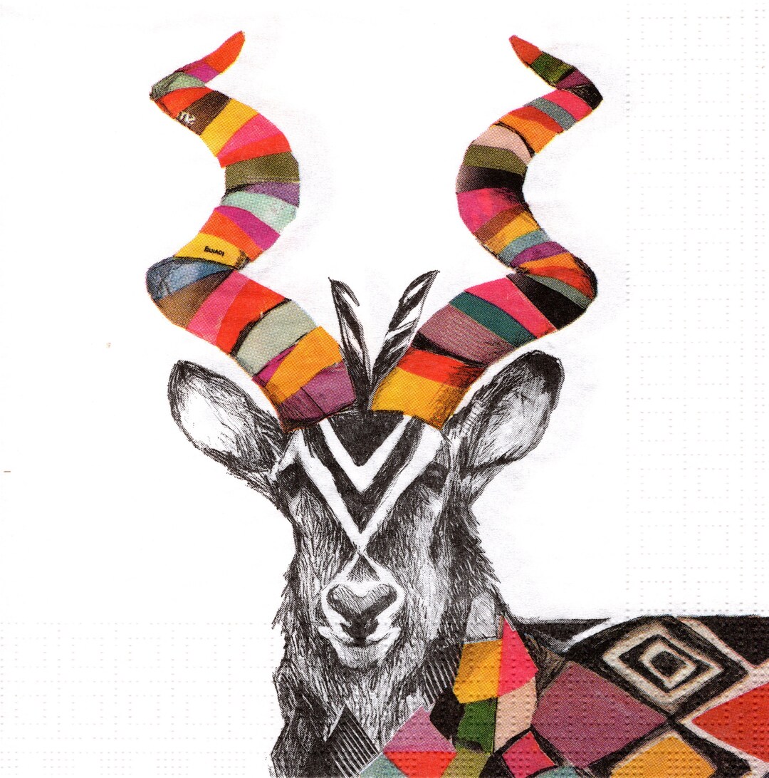 2 (two) Paper Lunch Napkins for Decoupage/mixed Media - Regalia Kudu ...