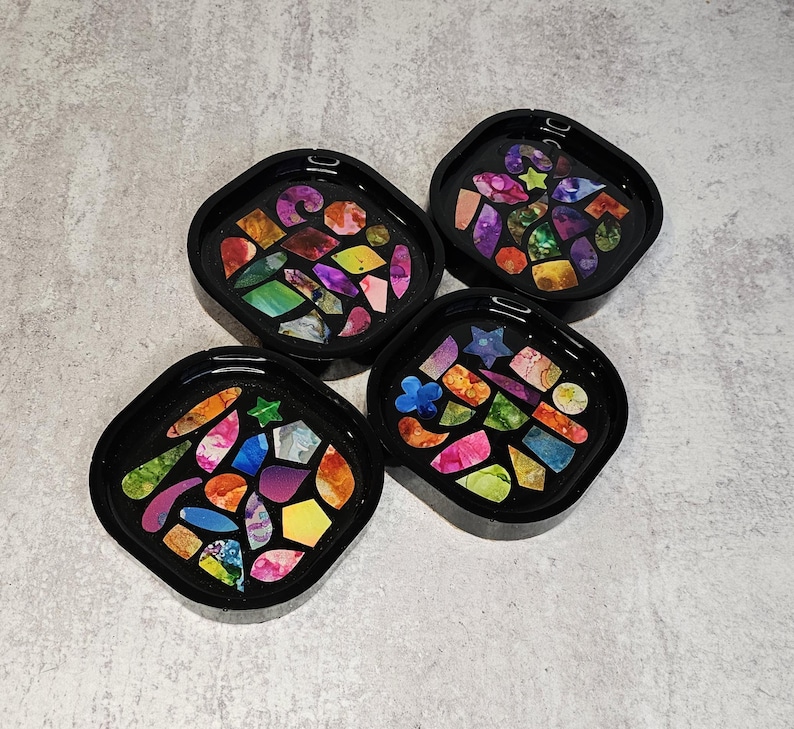 Rounded Square With Colorful Shapes™ COASTER Set of 4 - Handmade by ...