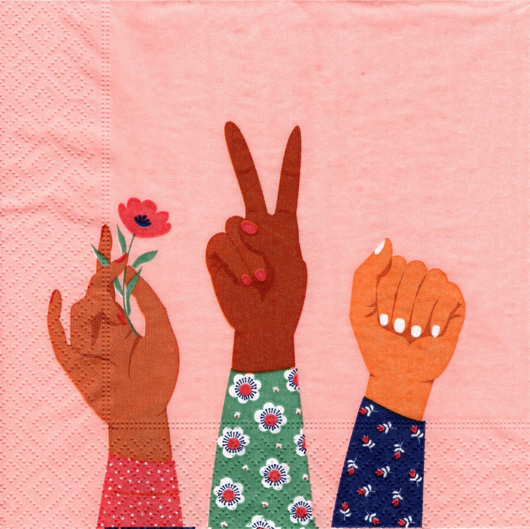 2 two Paper Lunch Napkins for Decoupage/mixed Media Peace Hands ...