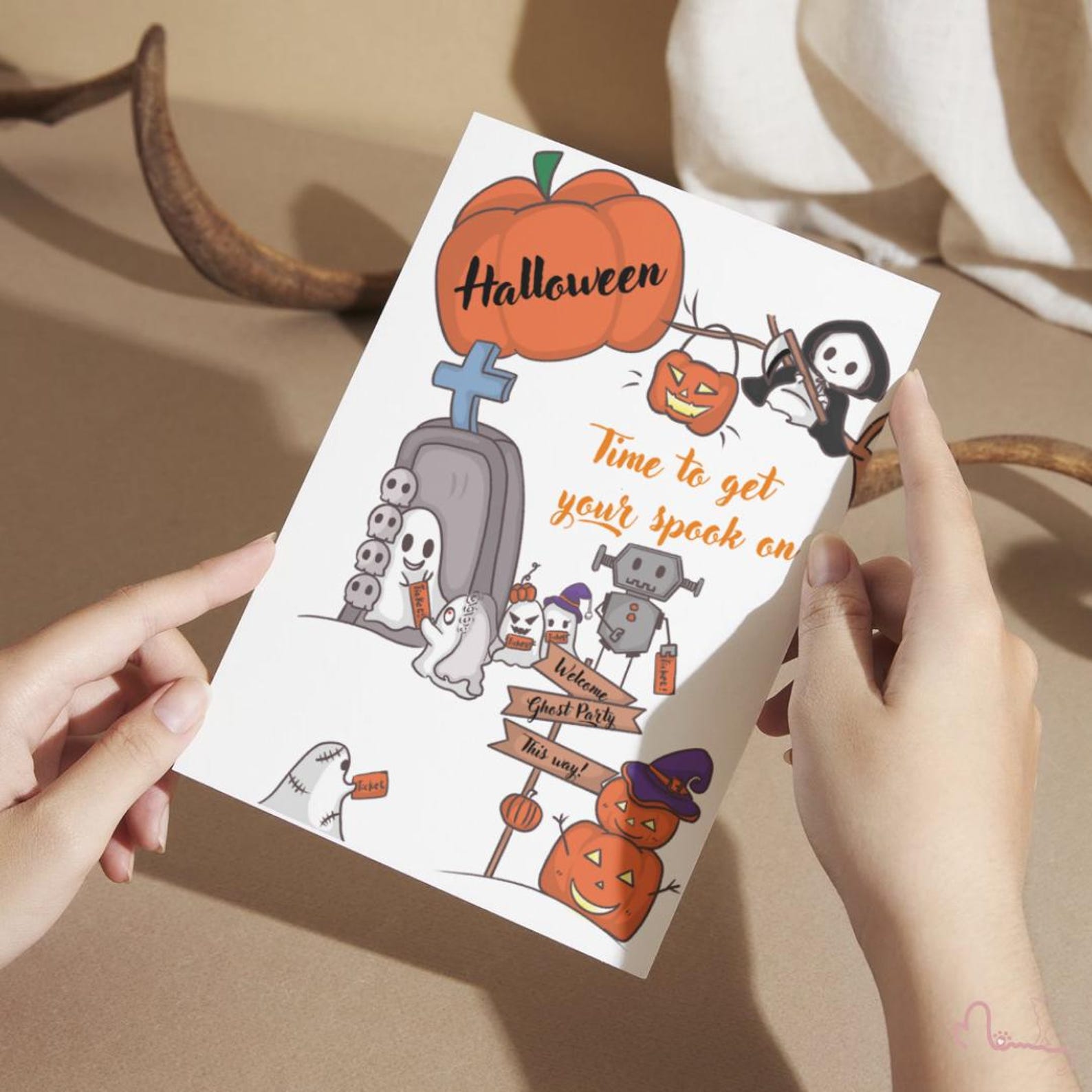 Instant Download Printable Halloween Greeting Card Halloween Pumpkin ...