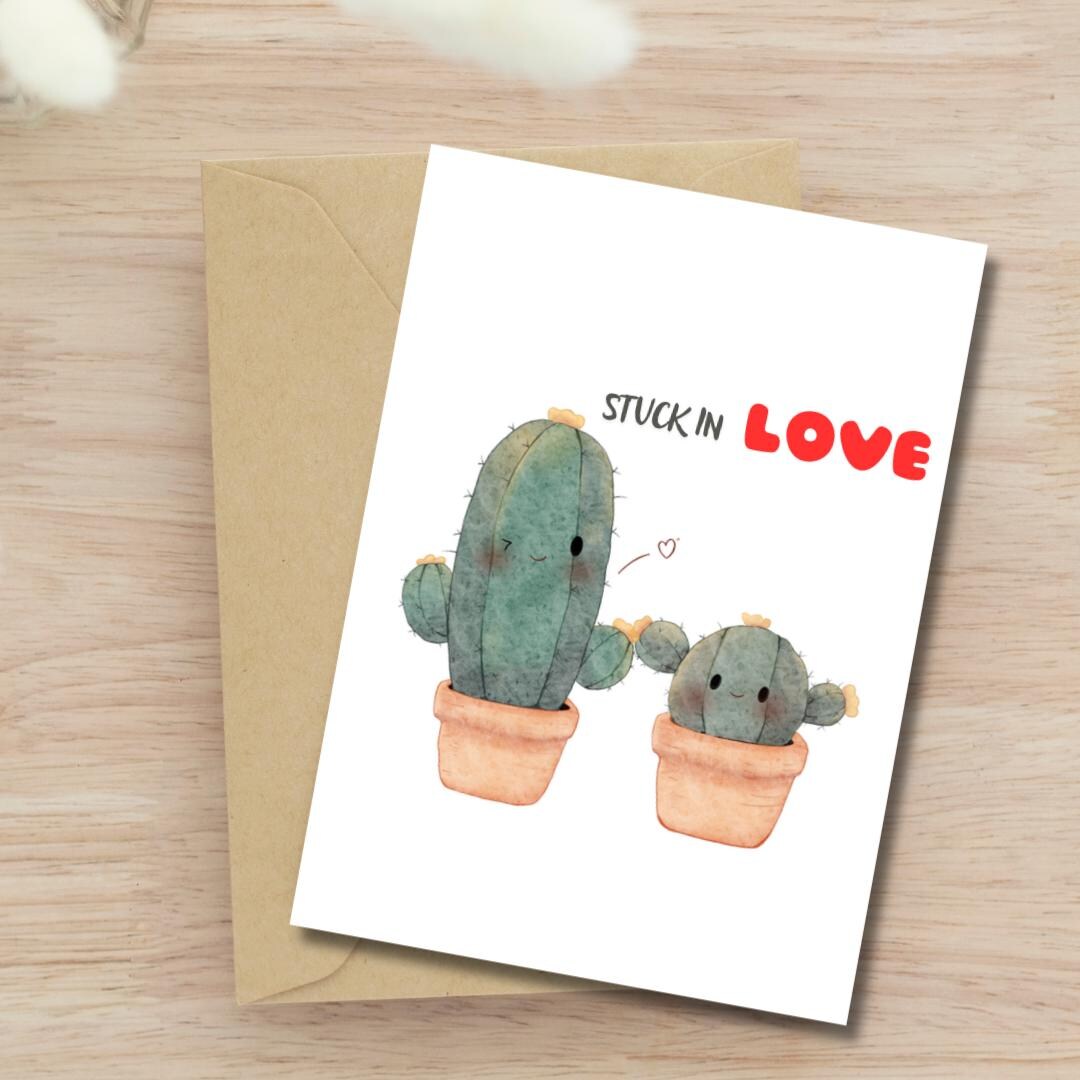 Stuck in Love Printable Greeting Card | Instant Download | Playful ...
