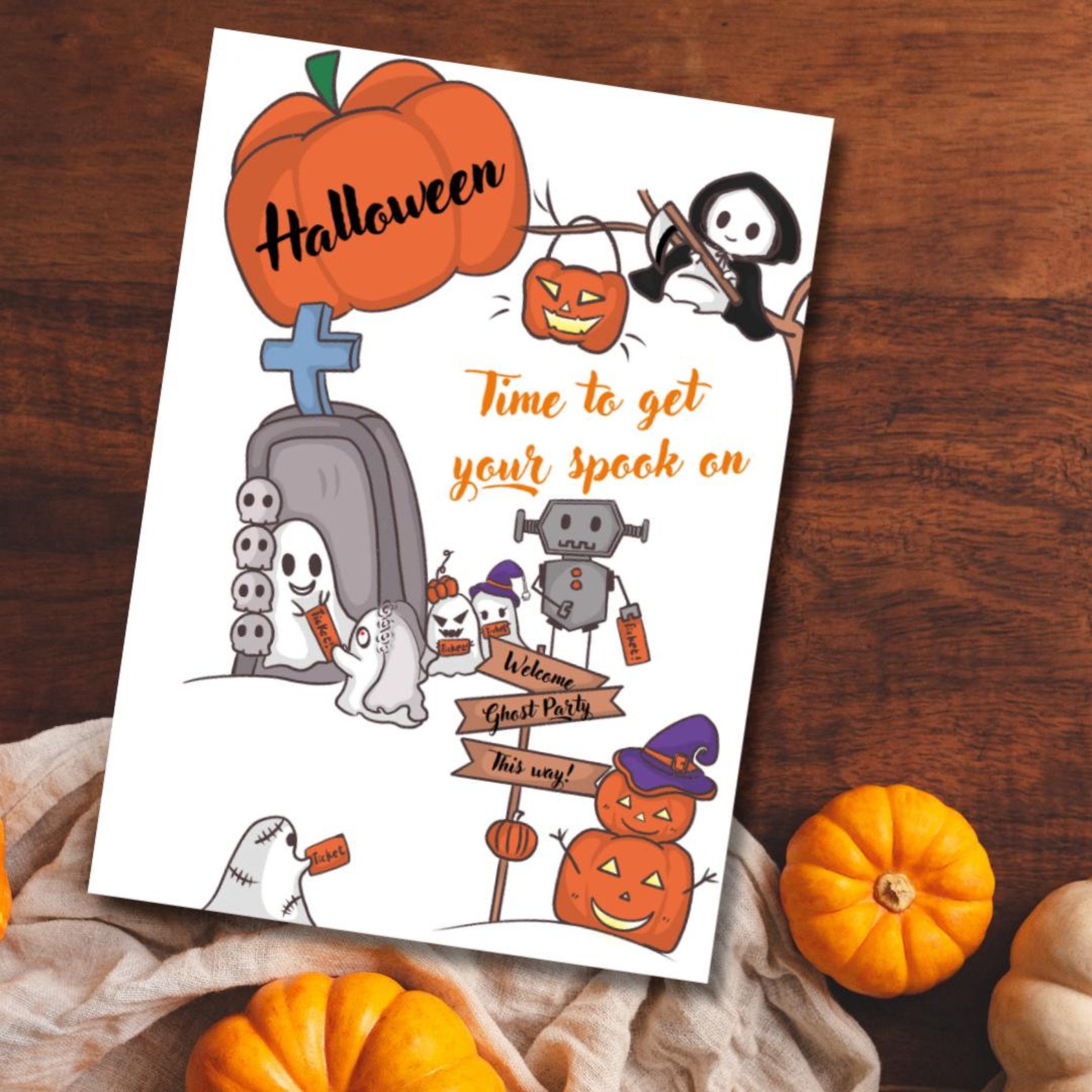 Instant Download Printable Halloween Greeting Card Halloween Pumpkin ...
