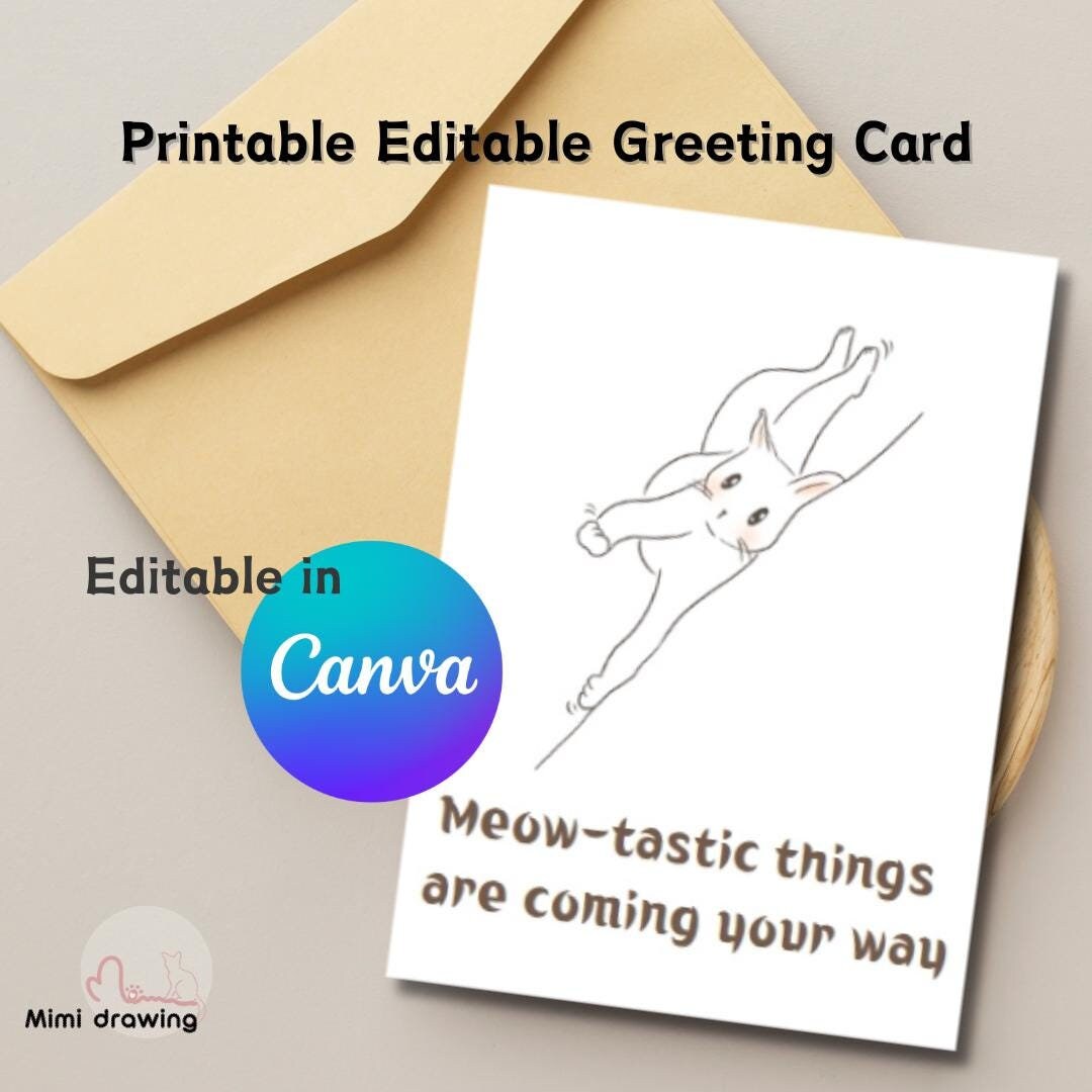 Printable Card Meow-tastic Customizable Card Canva Template 5x7 Inches ...