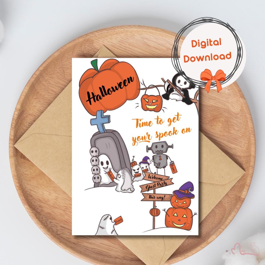 Instant Download Printable Halloween Greeting Card Halloween Pumpkin ...