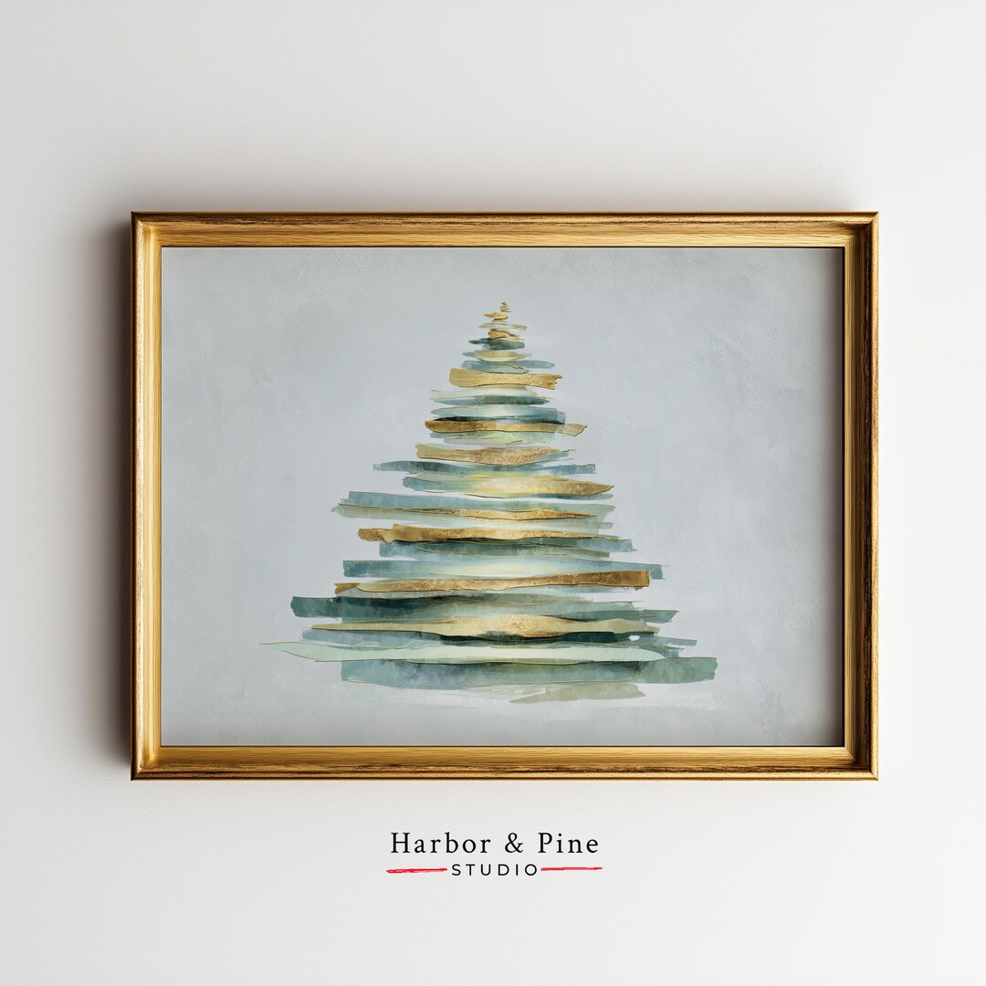 Stylized Christmas Tree Art - Modern Minimalist Holiday Decor ...