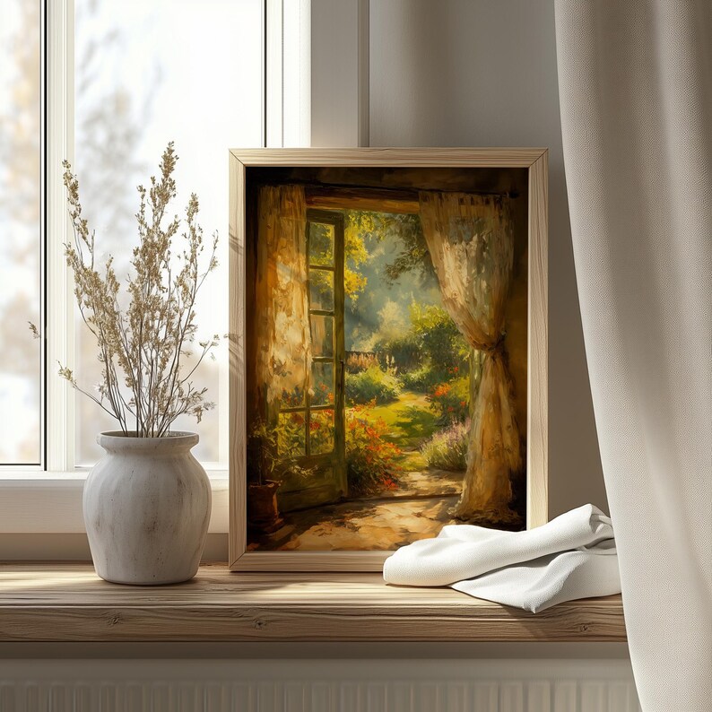 Summer View Through Cottage Window Printable, Lac and Landscape ...