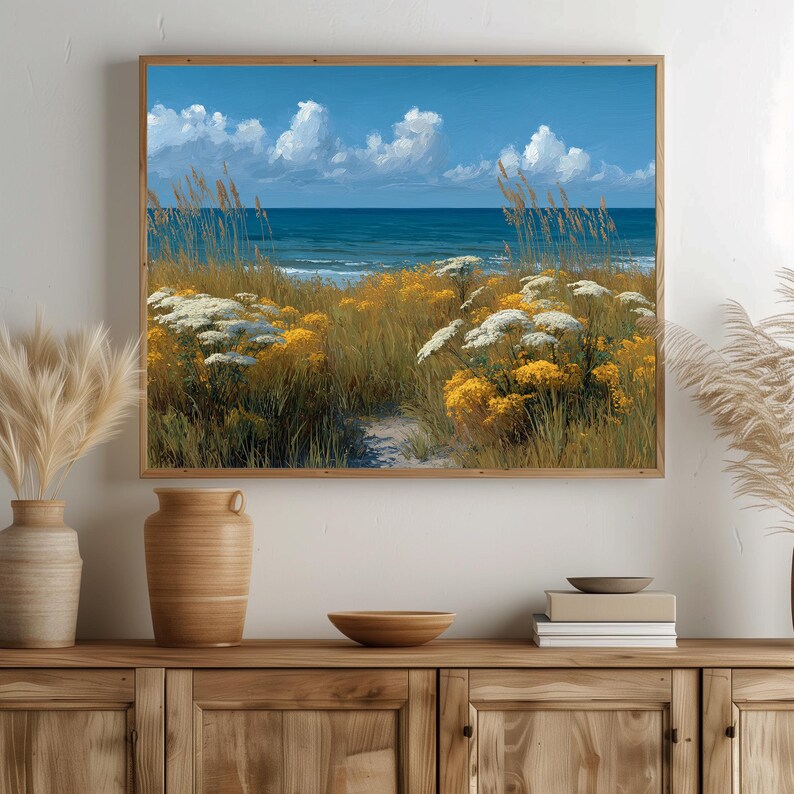 Ocean View Cottagecore Printable - Serene Seaside Painting, Coastal ...