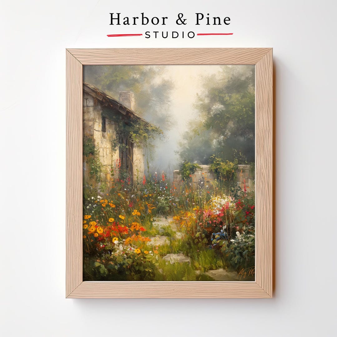 Overgrown Cottage Garden Wall Art With Colorful Summer Blooms in Rustic ...