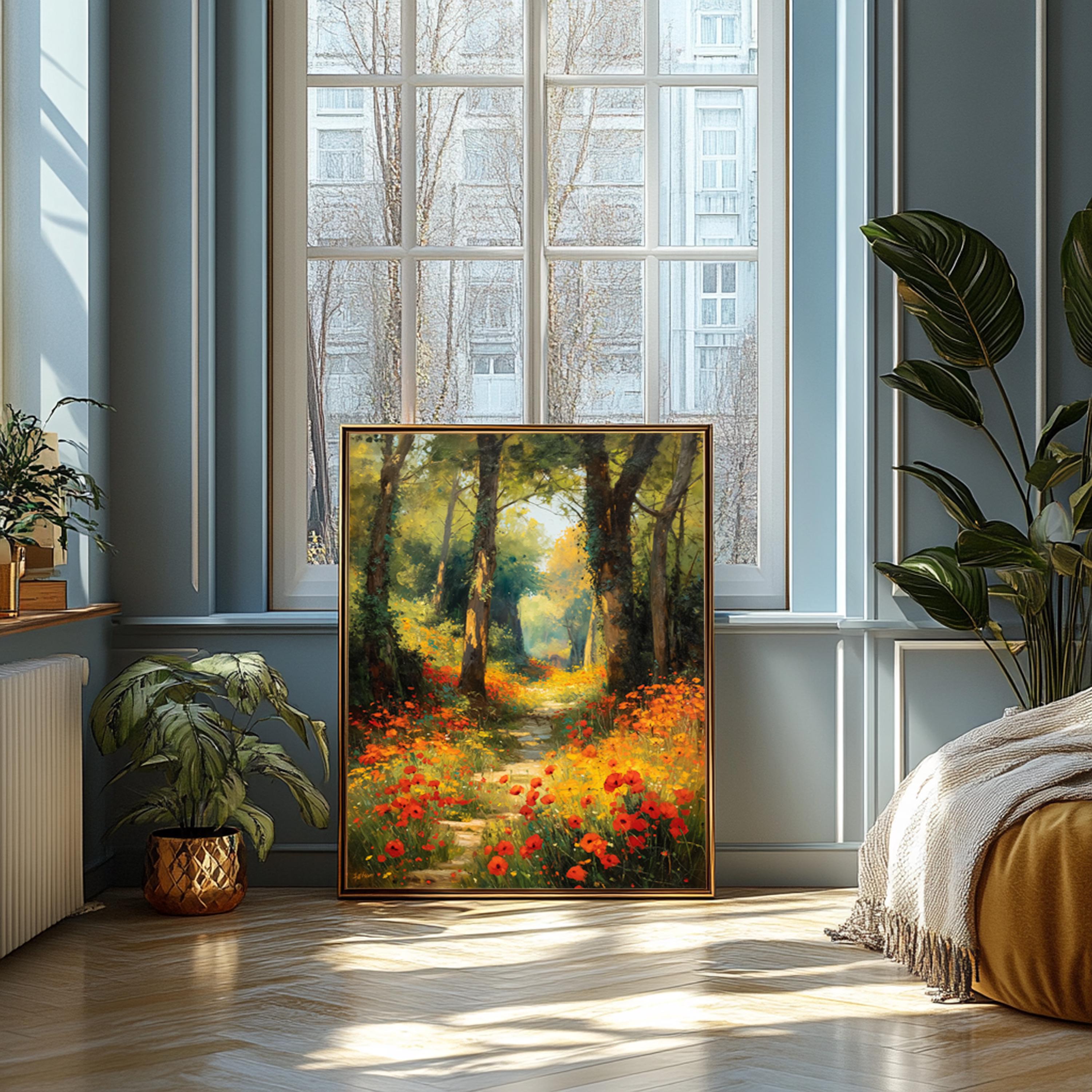 Claude Monet Style Impressionist Art Printable, Rustic Landscape ...