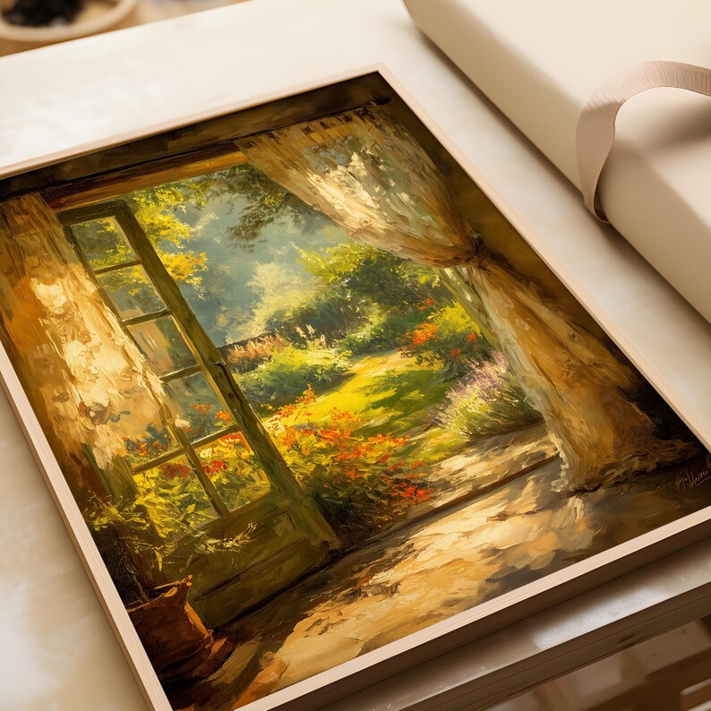 Summer View Through Cottage Window Printable, Lac and Landscape ...