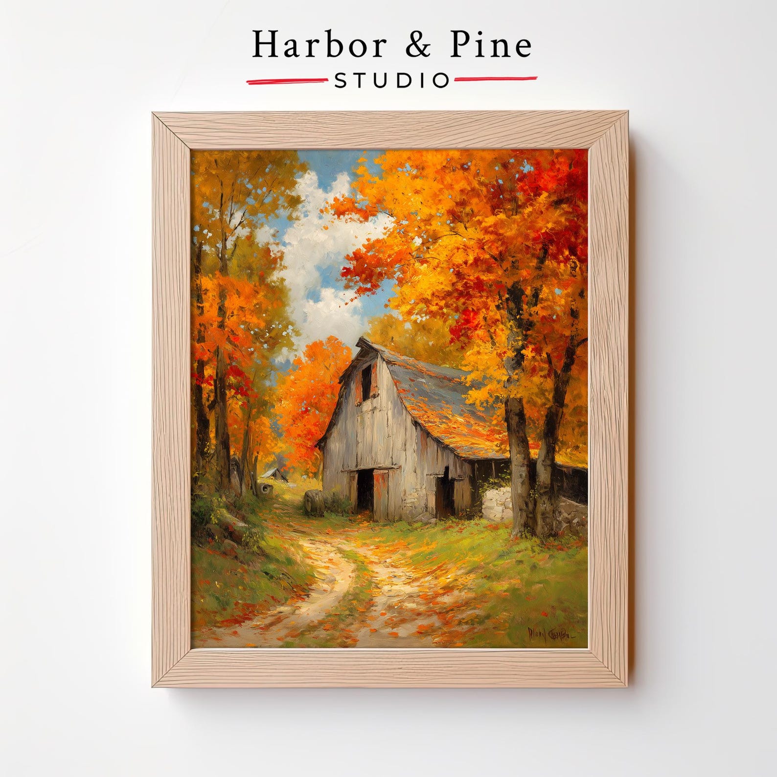 Autumn Barn Landscape Printable – Rustic Fall Farm Scene, Cottagecore ...
