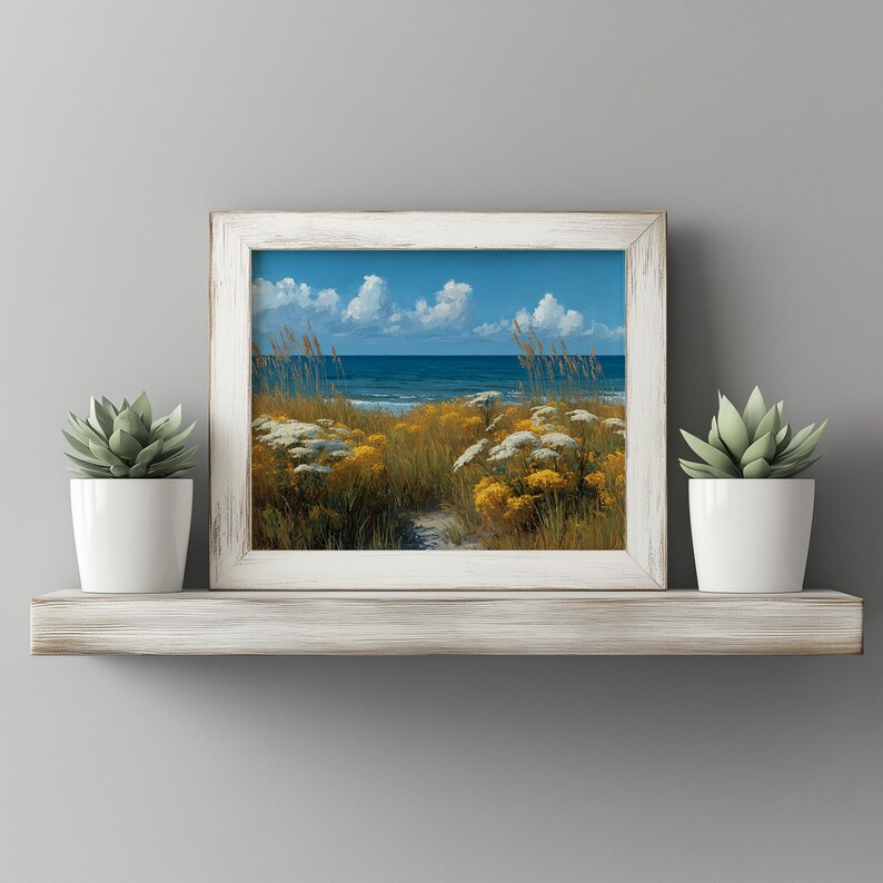 Ocean View Cottagecore Printable - Serene Seaside Painting, Coastal ...