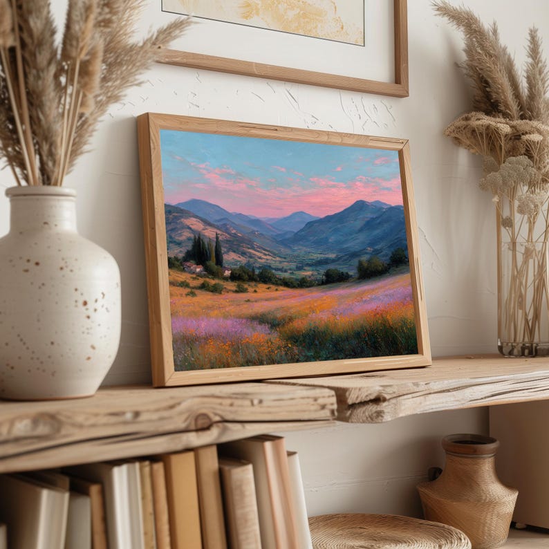 Mountain Meadow Printable Landscape - Cottagecore Spring Art, Serene ...