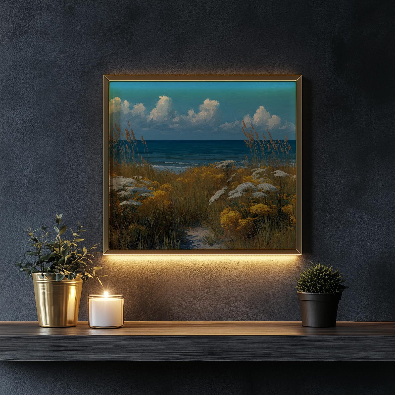 Ocean View Cottagecore Printable - Serene Seaside Painting, Coastal ...