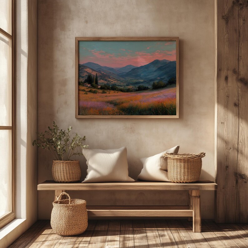 Mountain Meadow Printable Landscape - Cottagecore Spring Art, Serene ...