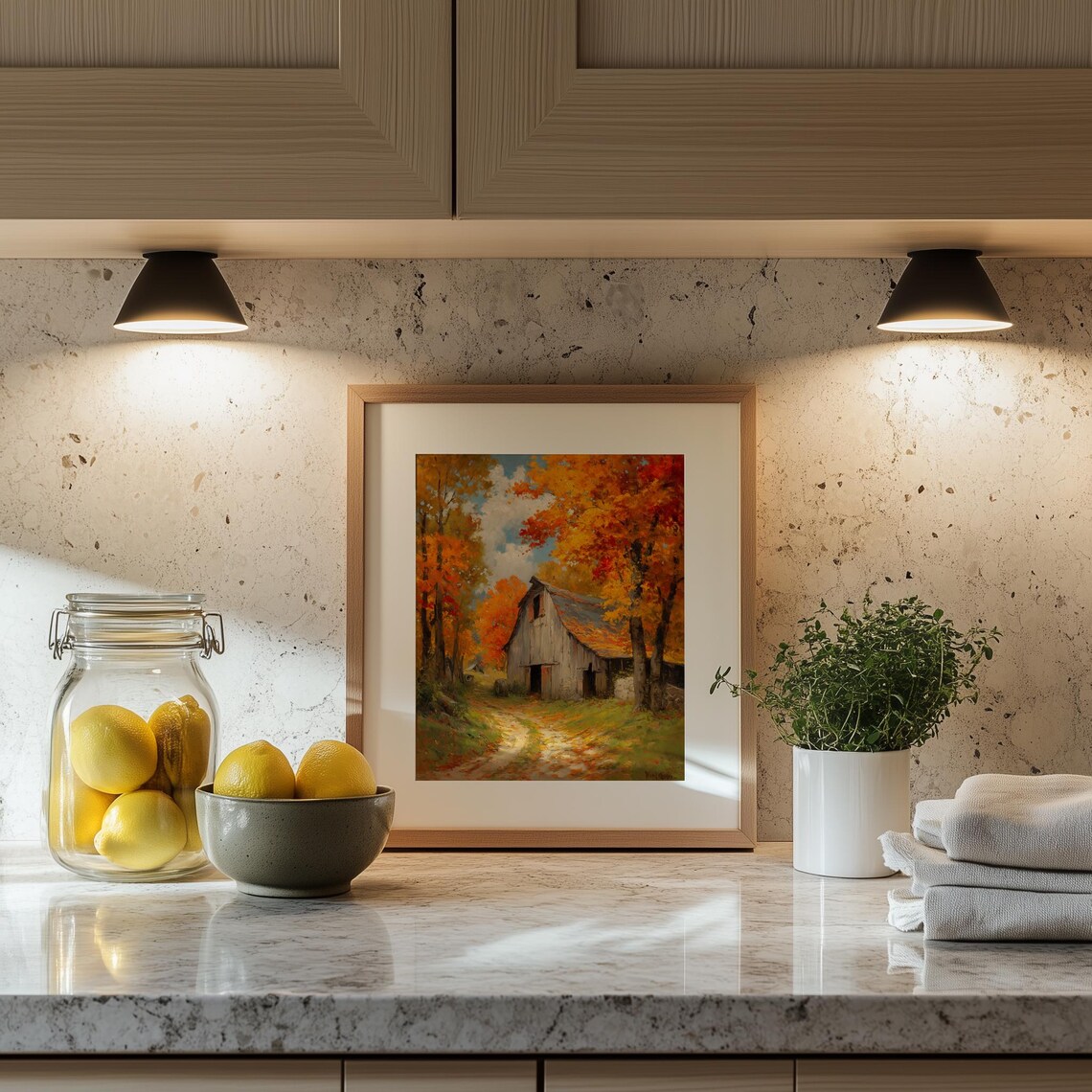 Autumn Barn Landscape Printable – Rustic Fall Farm Scene, Cottagecore ...