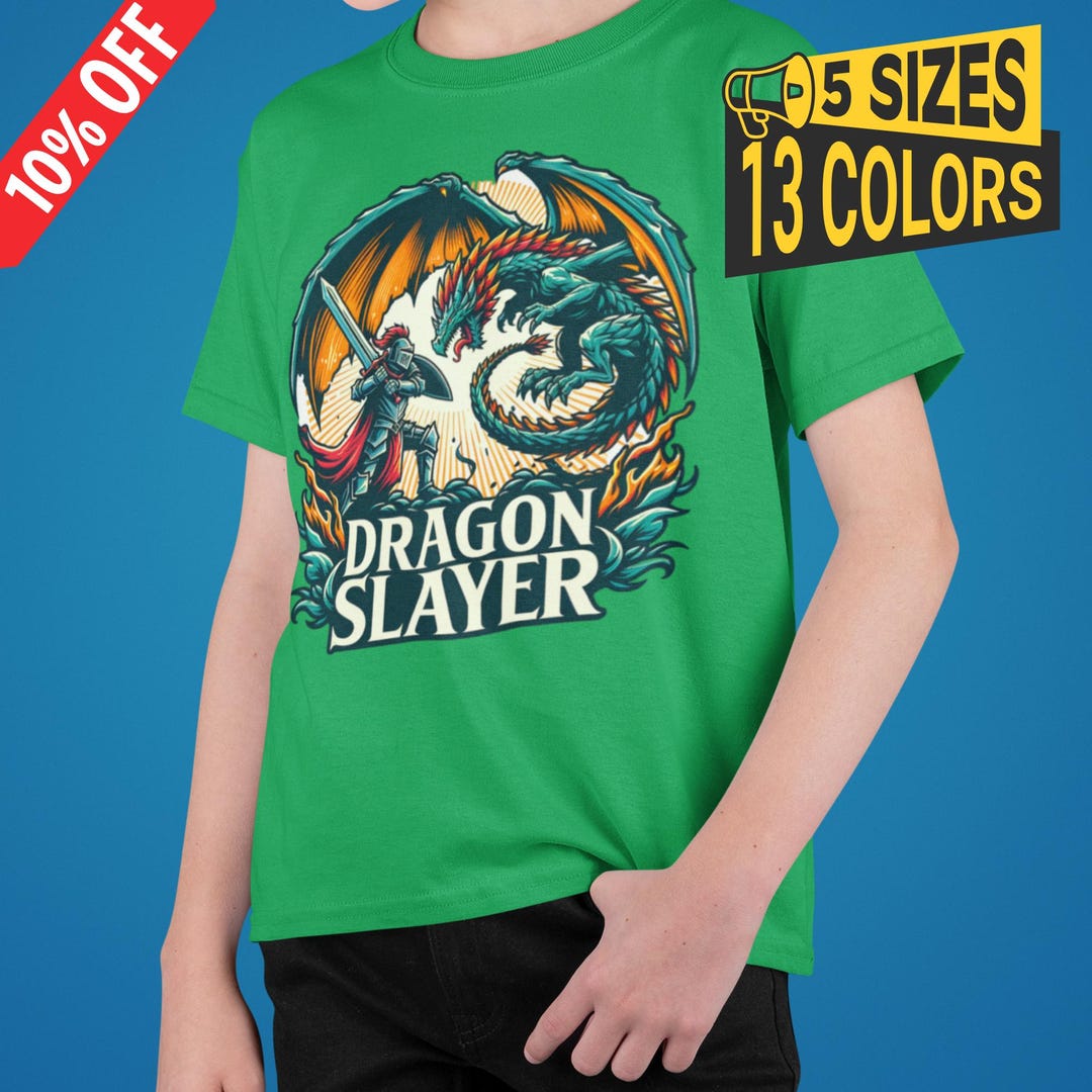 Dragon Slayer T-shirt, Kid's Fantasy Adventure Tee, Role Play Shirt ...