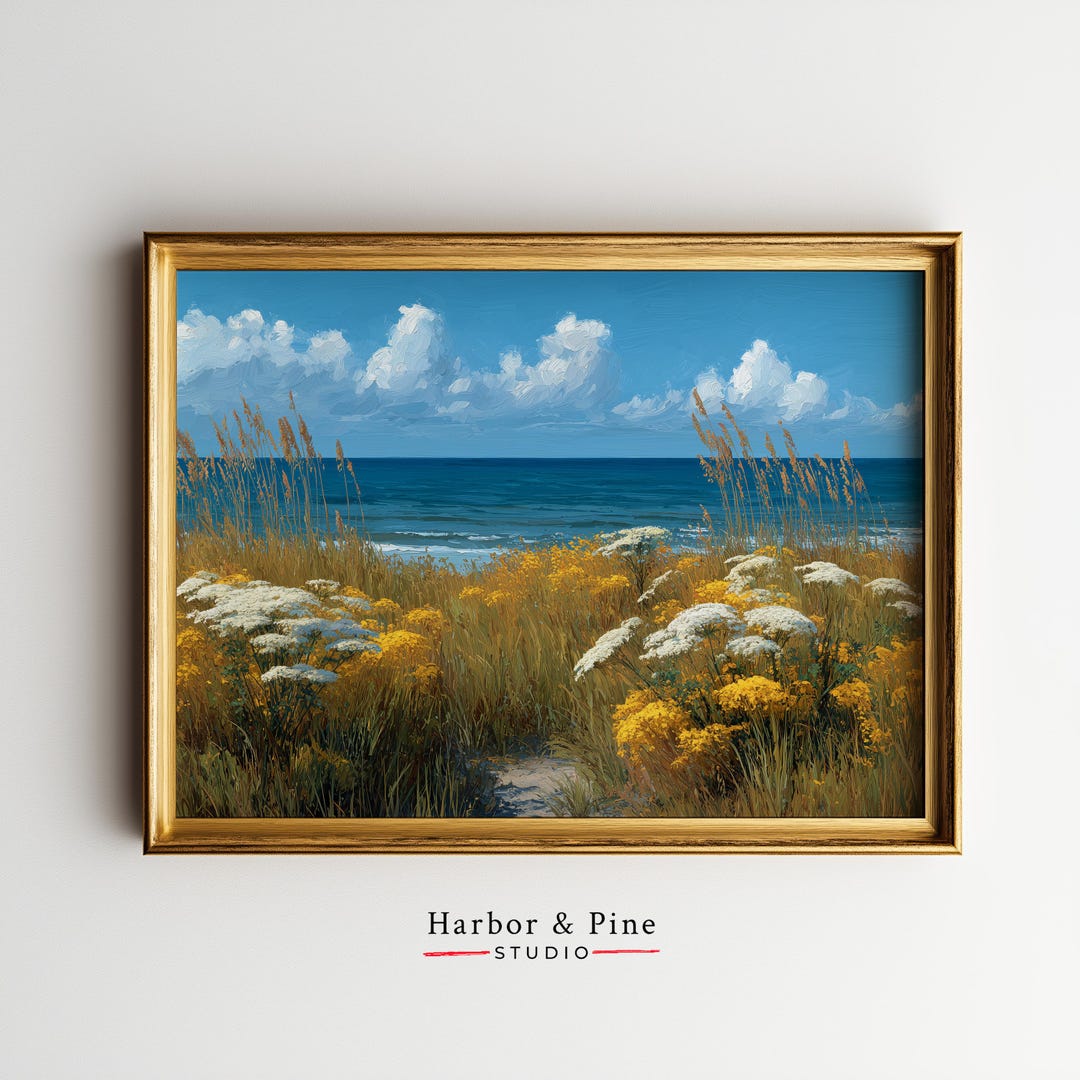 Ocean View Cottagecore Printable - Serene Seaside Painting, Coastal ...