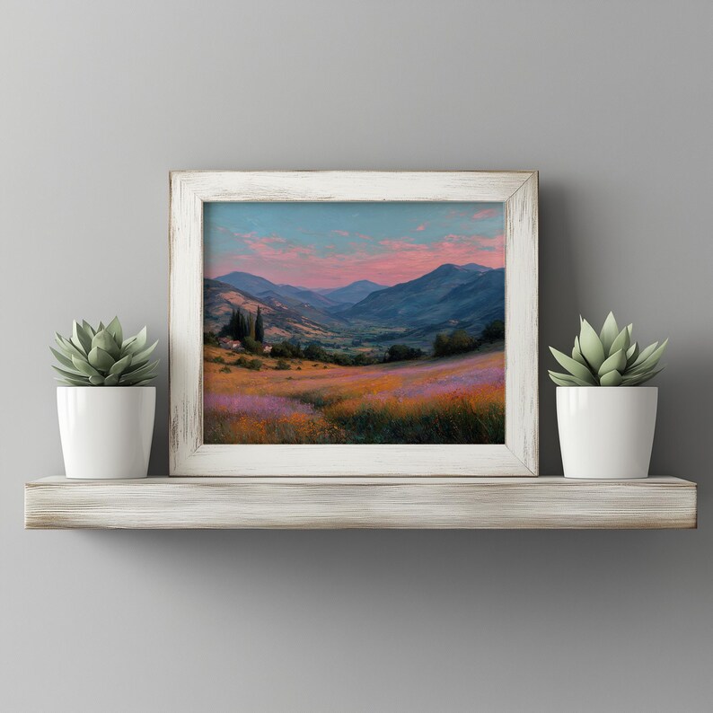 Mountain Meadow Printable Landscape - Cottagecore Spring Art, Serene ...