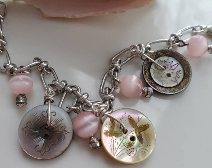 Victorian Jewelry Antique Button Bracelet Pink Bracelet Vintage Jewelry ...
