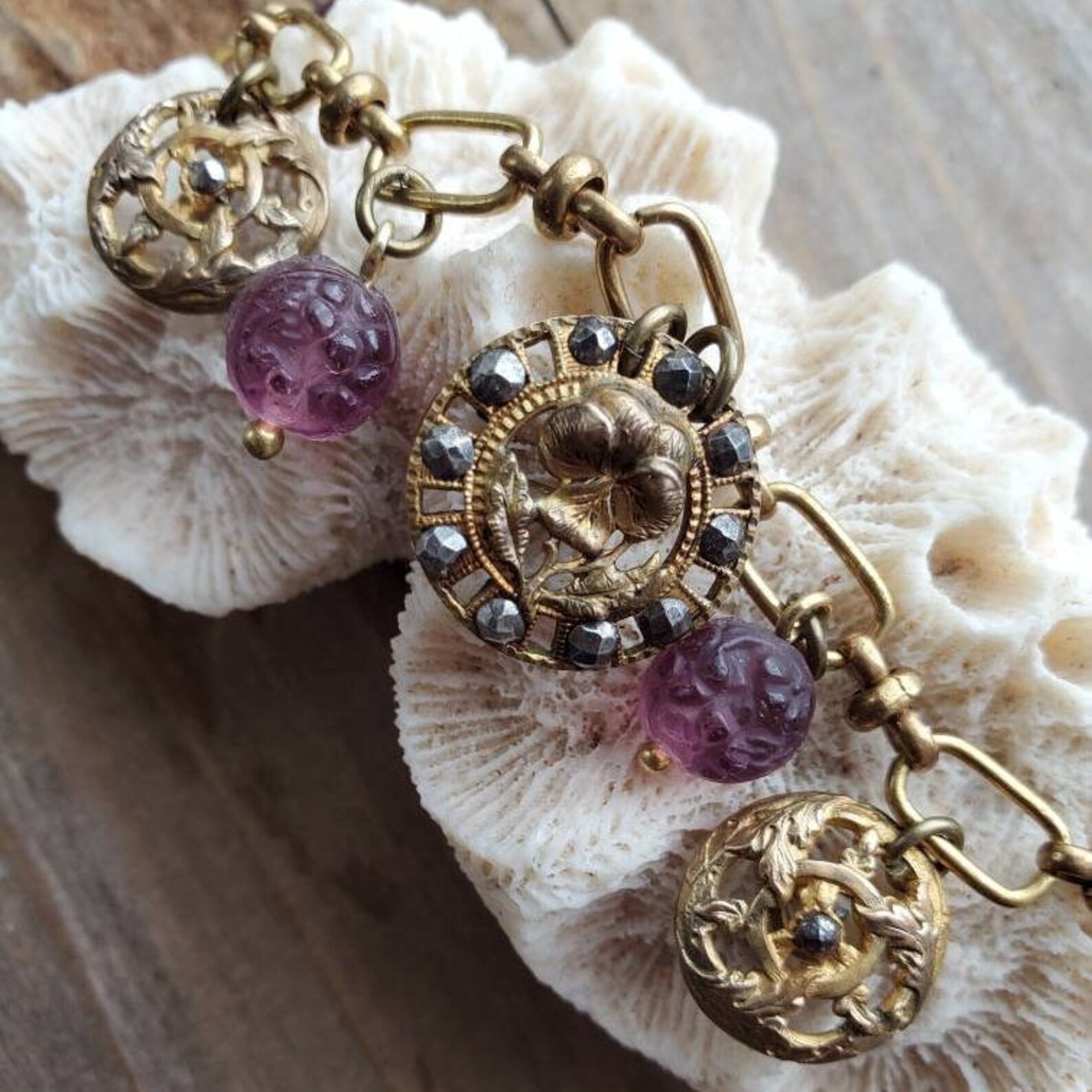 Antique Button Bracelet Victorian Jewelry Gift for Her Vintage - Etsy