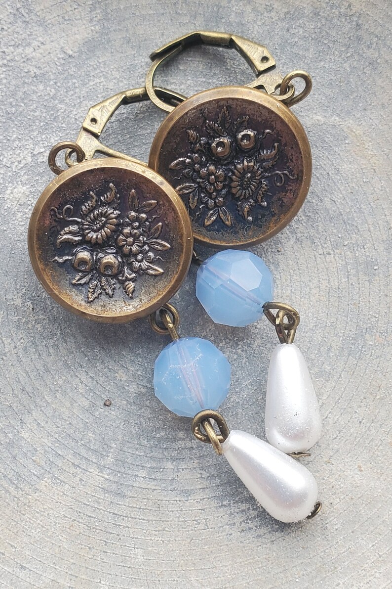 Dangle and Drop Earrings Bohemian Vintage Button Jewelry Victorian ...