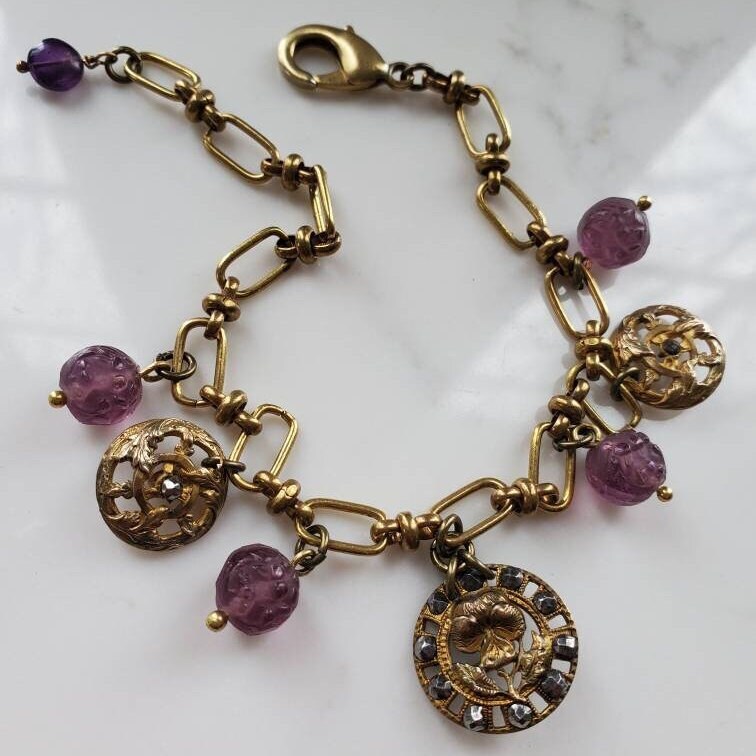Antique Button Bracelet Victorian Jewelry Gift for Her Vintage - Etsy