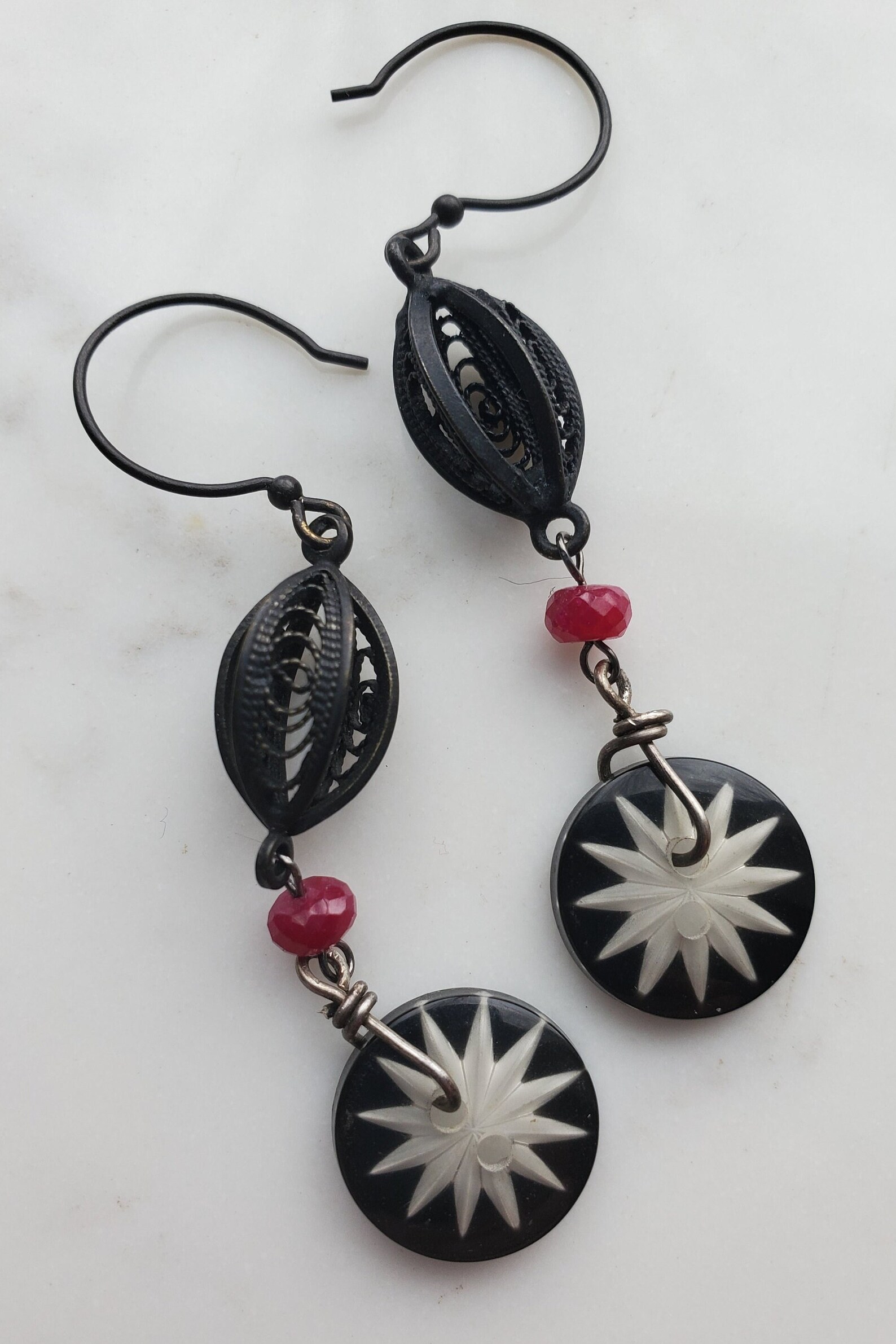 Berry Earrings Star Earrings Dangle Vintage Button Earrings Artisan ...