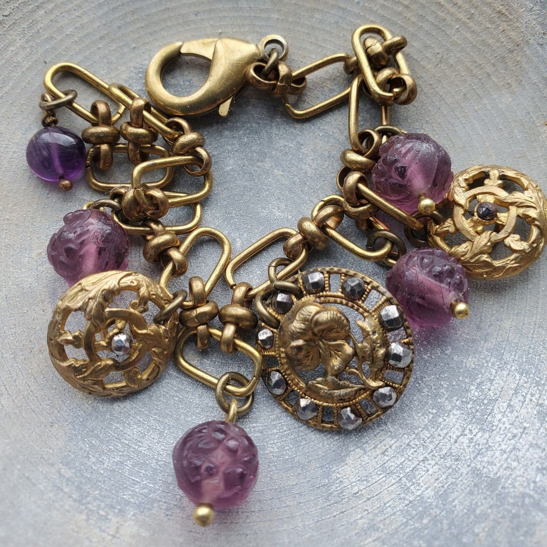 Antique Button Bracelet Victorian Jewelry Gift for Her Vintage Lover ...