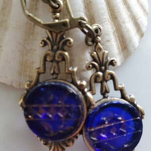 Cobalt Glass Jewelry Cobalt Blue Earring Vintage Cobalt Blue Glass ...