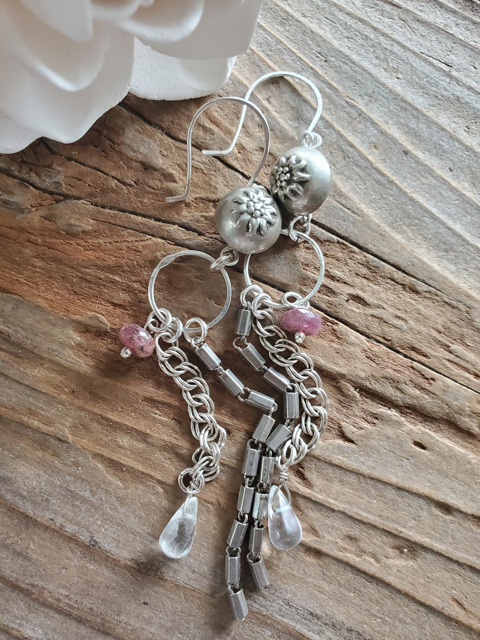 Boho Bridal Earrings Floral Boho Statement Earrings Wedding - Etsy