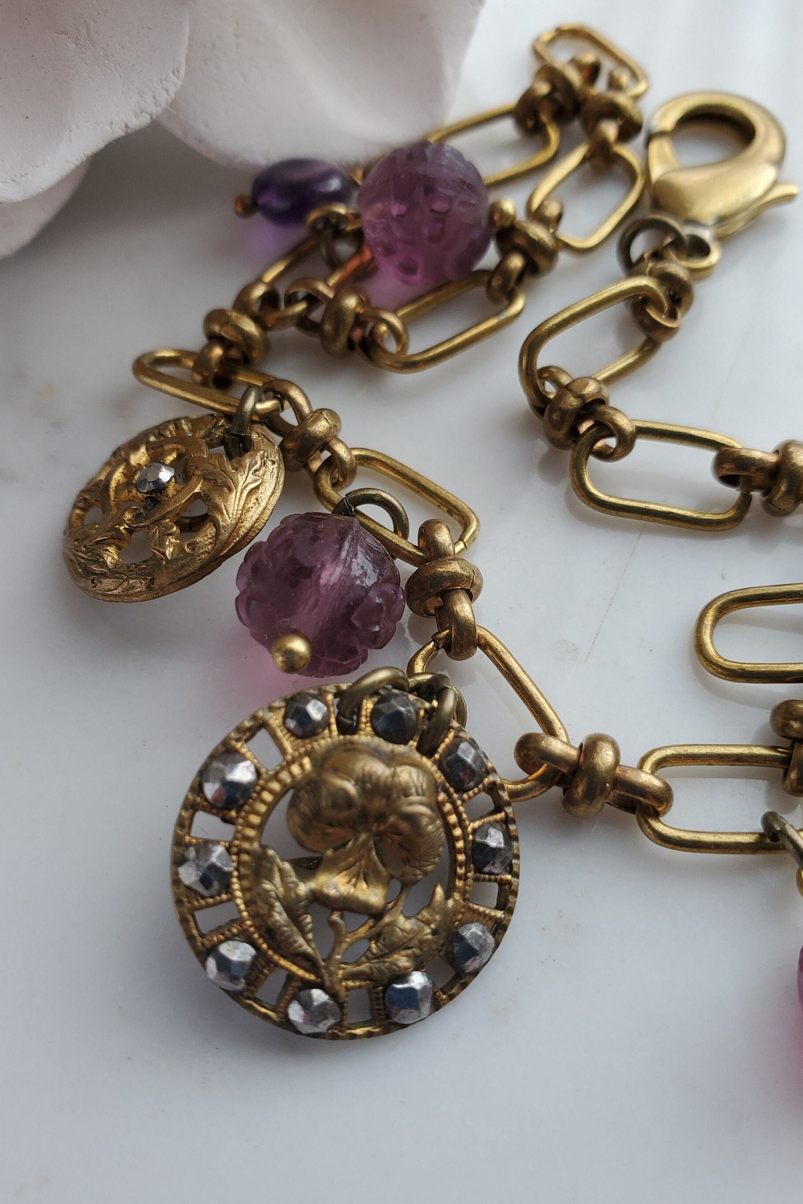 Antique Button Bracelet Victorian Jewelry Gift for Her Vintage Lover ...