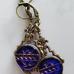 Cobalt Glass Jewelry Cobalt Blue Earring Vintage Cobalt Blue Glass ...