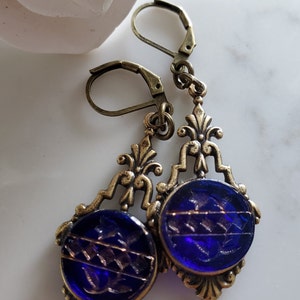 Cobalt Glass Jewelry Cobalt Blue Earring Vintage Cobalt Blue Glass ...