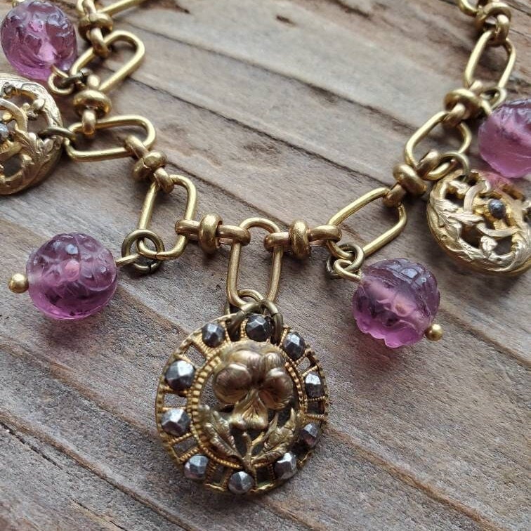Antique Button Bracelet Victorian Jewelry Gift for Her Vintage - Etsy