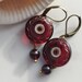 Garnet Earring Dangle Berry Color Earring Vintage Button Earrings ...