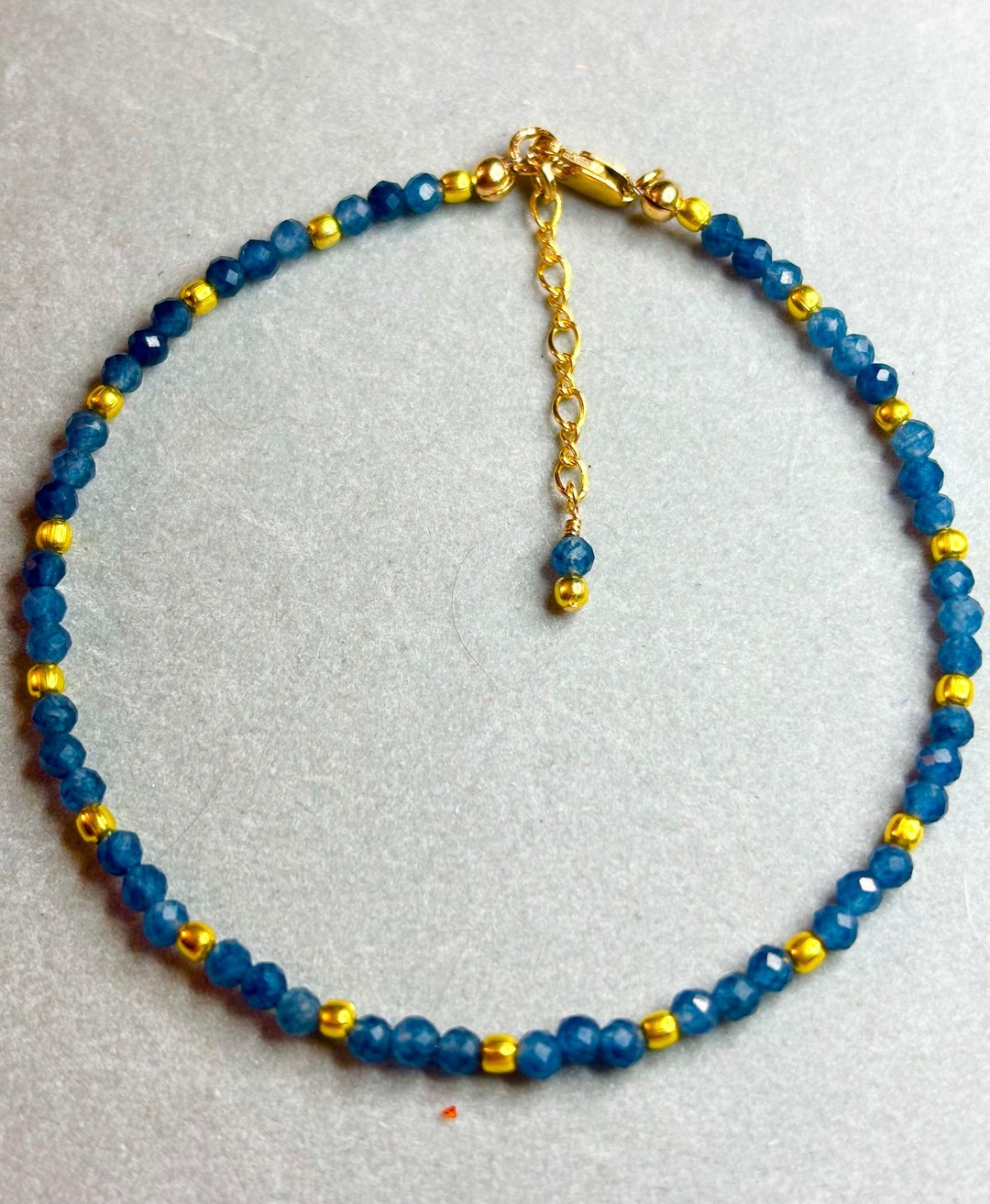 Insight Bracelet. Genuine Blue Sapphire Bead Bracelet With14k Gold ...