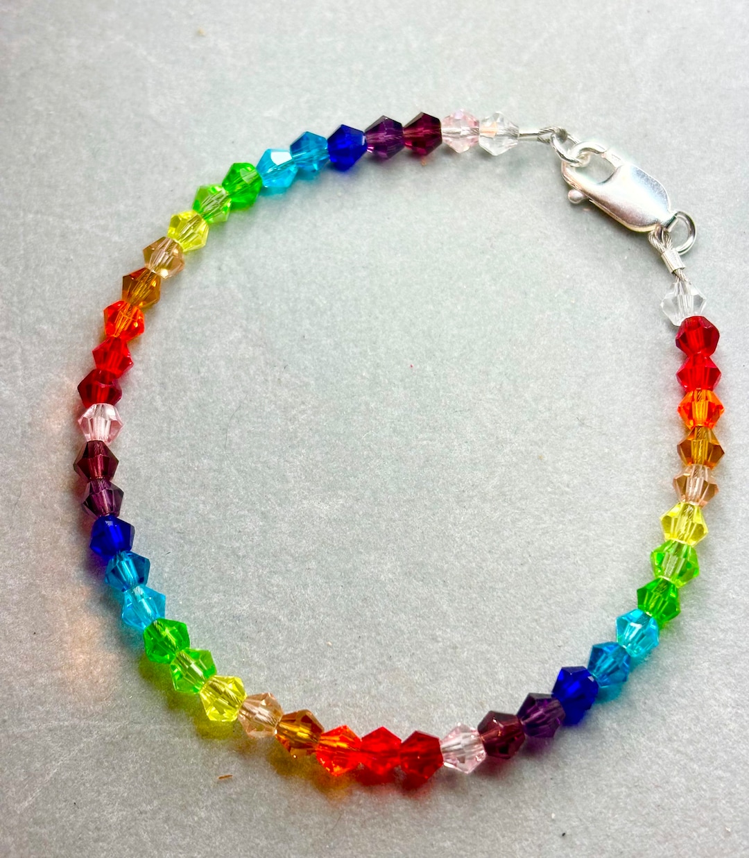 Hope Bracelet. Bicone Crystal Rainbow Bracelet 7.5” With Sterling ...