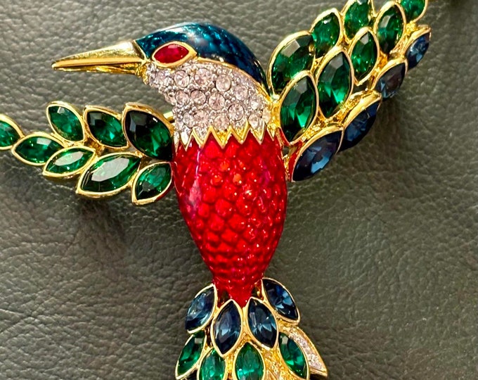Vintage Nolan Miller Red Hummingbird Brooch Pin Very Rare No Missing ...